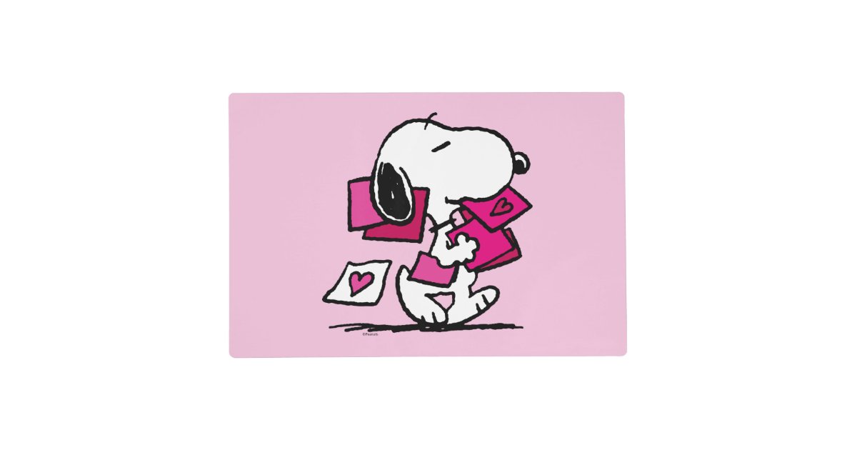 Peanuts | Valentine's Day | Snoopy With Valentines Placemat | Zazzle