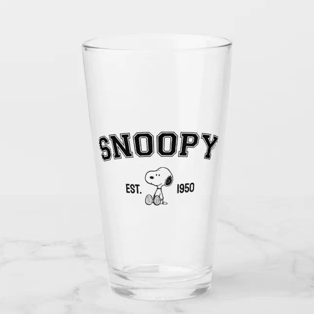 PEANUTS | Vintage Snoopy - Est. 1950 Glass | Zazzle