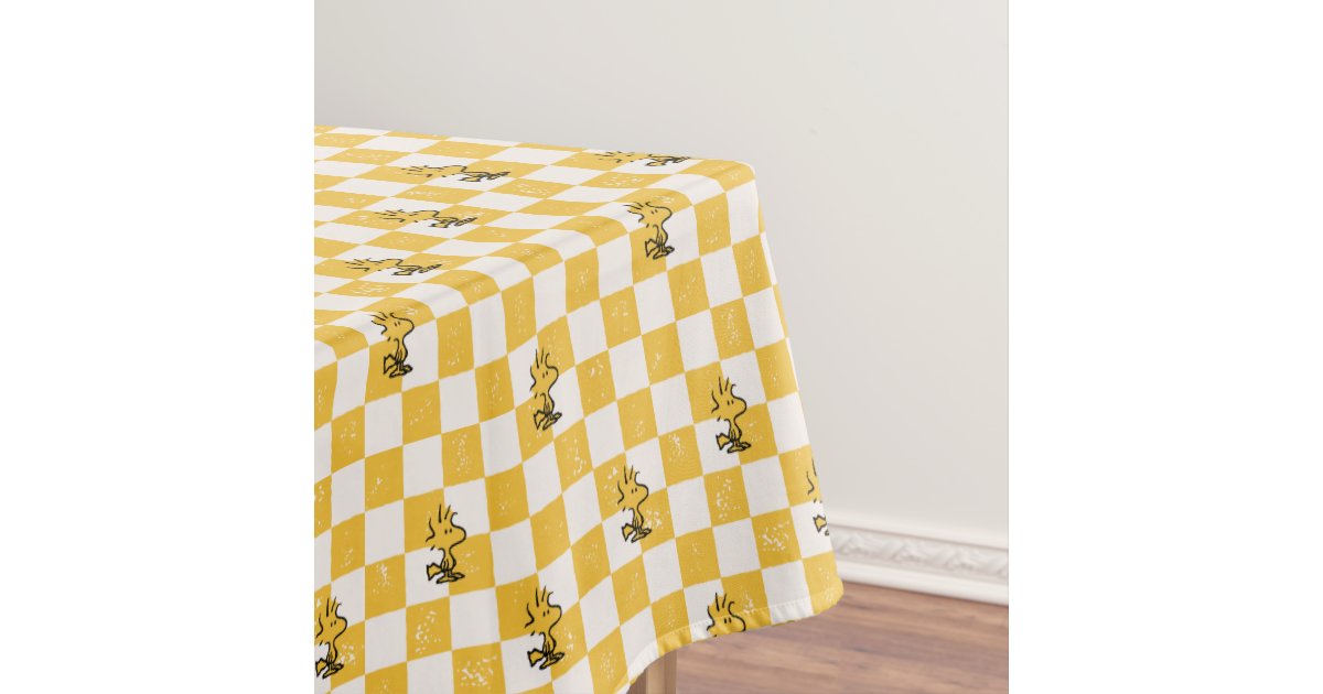 Peanuts | Woodstock Checkered Flag Tablecloth | Zazzle