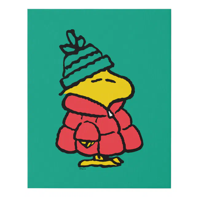 Peanuts | Woodstock Puffy Winter Jacket Faux Canvas Print | Zazzle