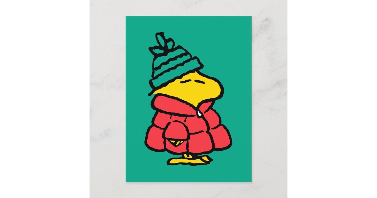 Peanuts | Woodstock Puffy Winter Jacket Postcard | Zazzle