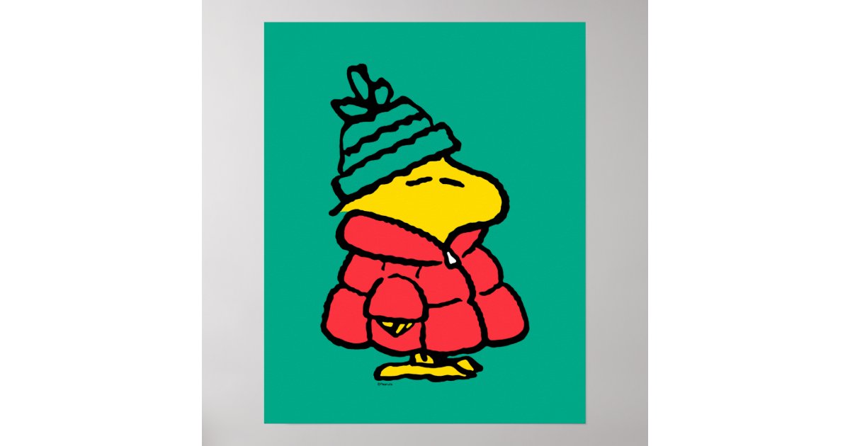 Peanuts | Woodstock Puffy Winter Jacket Poster | Zazzle