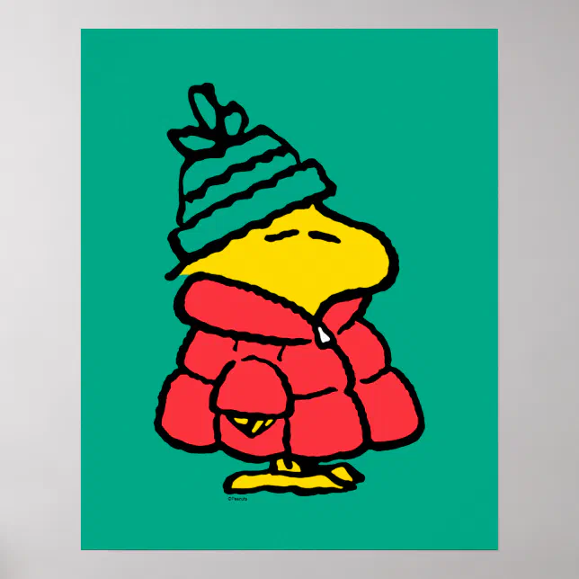 Peanuts | Woodstock Puffy Winter Jacket Poster | Zazzle