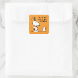 Peanuts | Woodstock Scares Snoopy Square Sticker | Zazzle