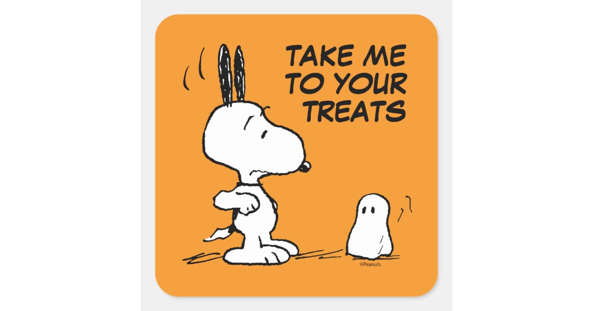 Peanuts | Woodstock Scares Snoopy Square Sticker | Zazzle