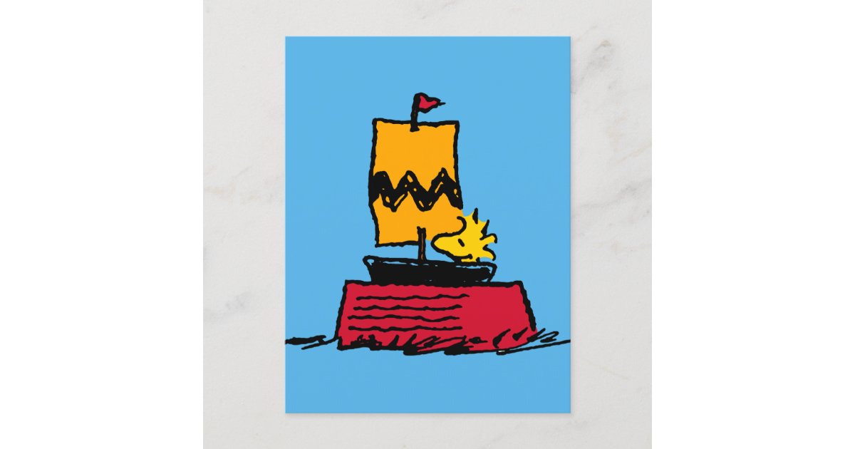 Peanuts | Woodstock Snoopy Dish Sail Boat Postcard | Zazzle
