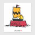 Peanuts | Woodstock Snoopy Dish Sail Boat Sticker | Zazzle