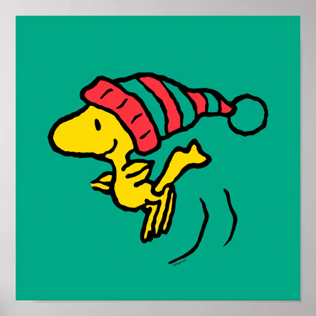 Peanuts | Woodstock Winter Beanie Cap Poster | Zazzle