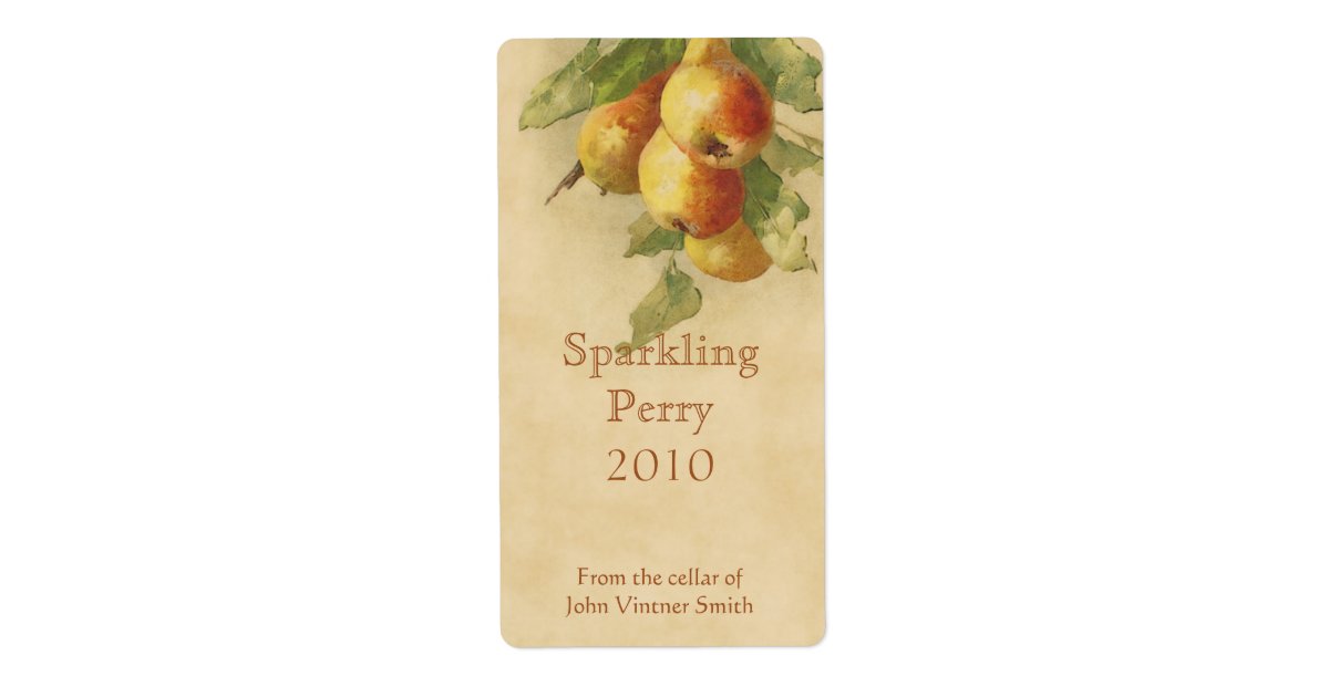 Pear perry bottle label | Zazzle