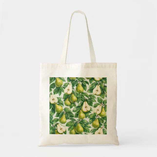 Pear Slices Botanical Pattern Tote Bag | Zazzle
