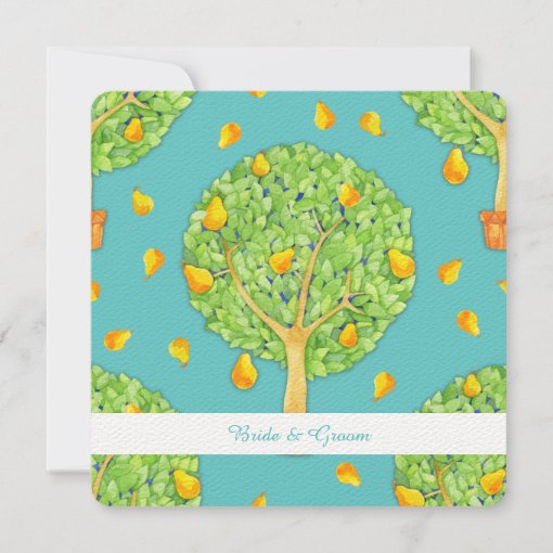 Pear Tree teal Square Engagement Invitation | Zazzle