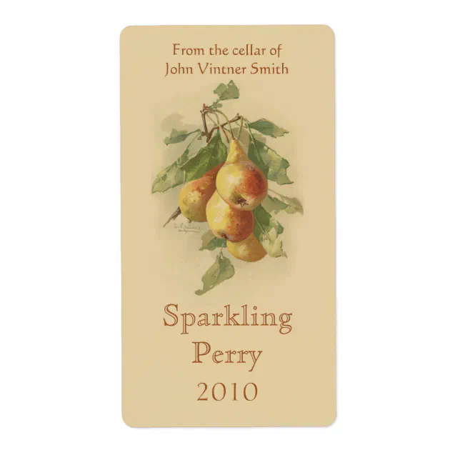 Pear wine bottle label | Zazzle
