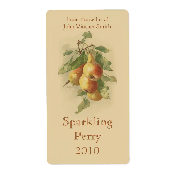 Pear wine bottle label | Zazzle