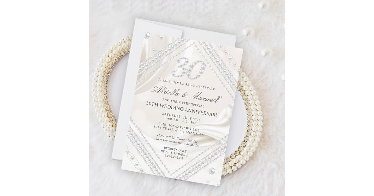 Pearl 30th Anniversary Invitation | Zazzle