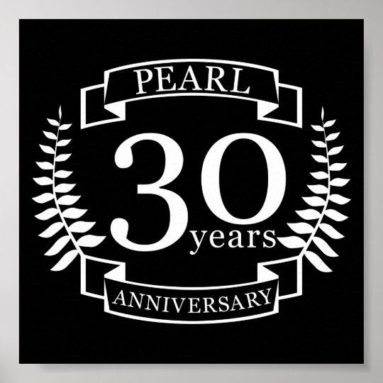 Pearl 30th wedding anniversary 30 years poster | Zazzle.com