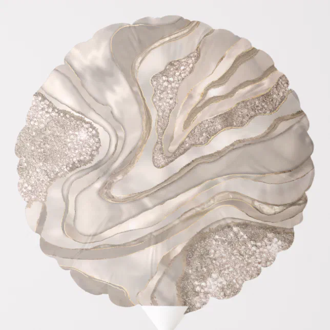 Pearl, diamonds and platinum geode digital art balloon | Zazzle