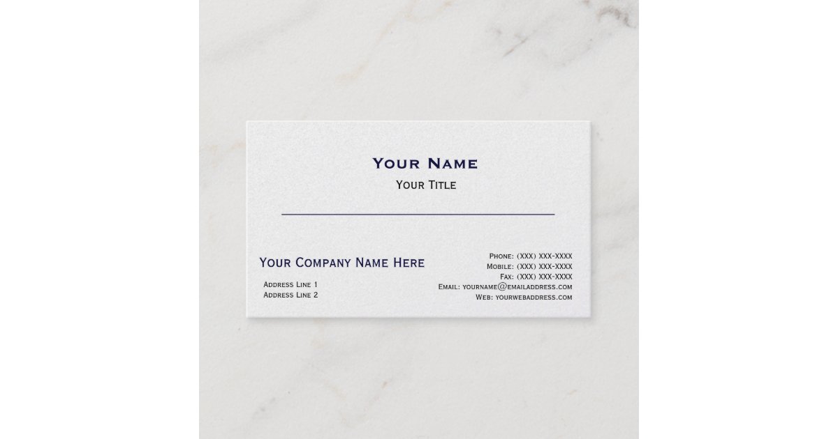 Pearl Finish Business Card Template | Zazzle