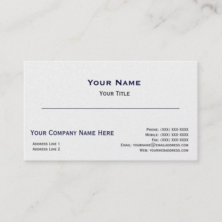 Pearl Finish Business Card Template | Zazzle