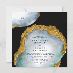 Pearl Golden Agate Geode Wedding Invitation | Zazzle