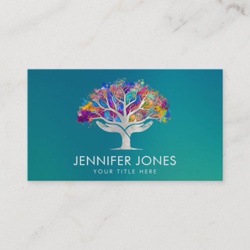 Pearl Helping Hands Tree Business Card | Zazzle