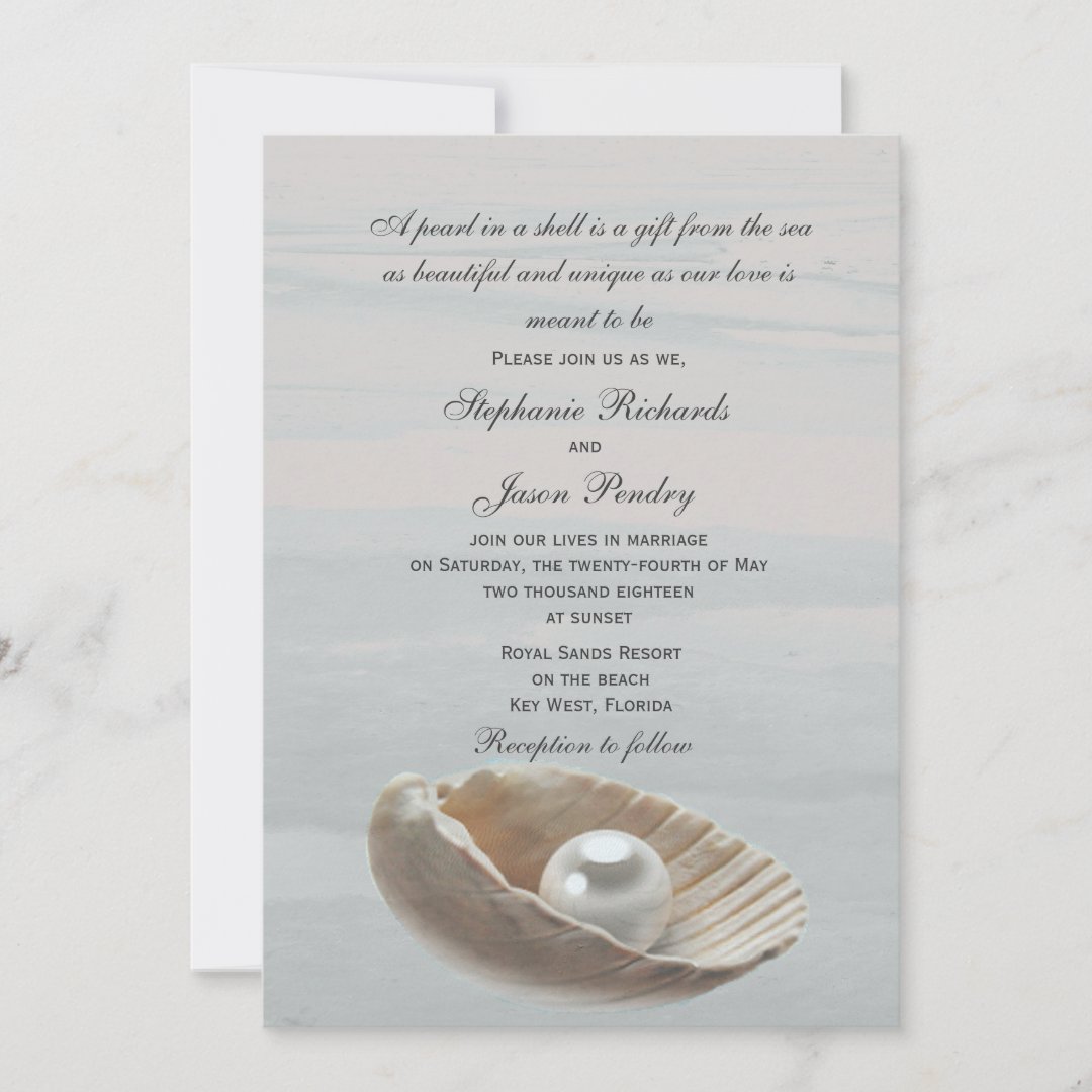 Pearl in a Shell Wedding Invitation | Zazzle