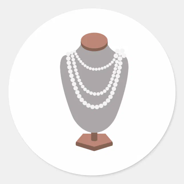 Pearl Necklace Classic Round Sticker | Zazzle