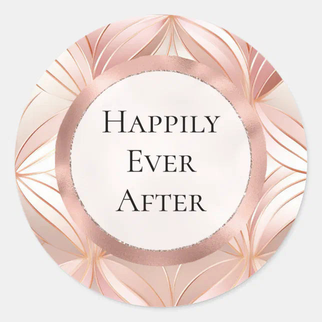 Pearl Rose Gold Wedding Classic Round Sticker | Zazzle
