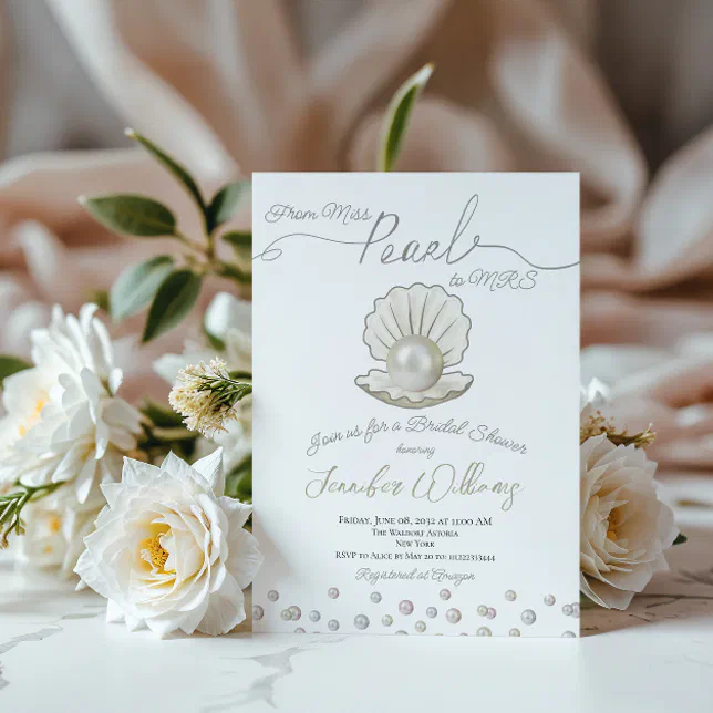 Pearl & Shell Pearlcore Miss to MRS Bridal Shower Invitation | Zazzle