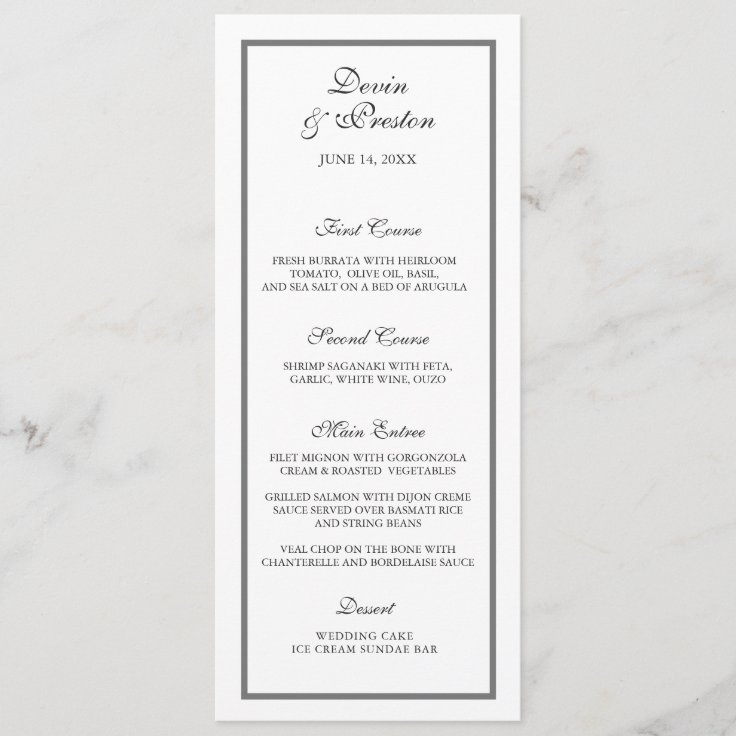 Pearl Shimmer Wedding Menu | Zazzle
