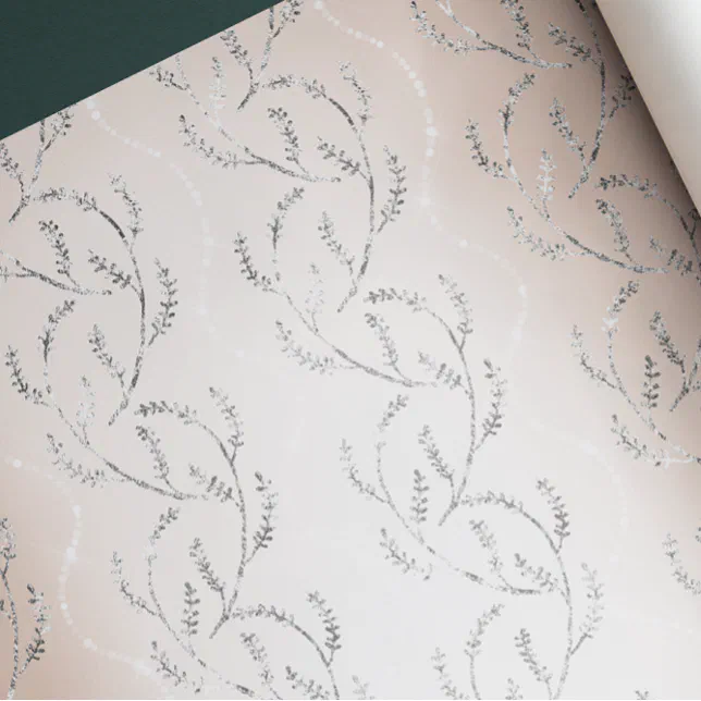 Pearl Sparkly Laurel Floral Silver Diamonds Wrapping Paper | Zazzle
