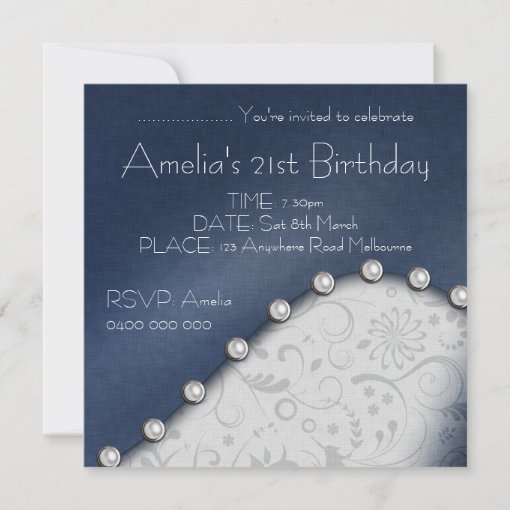 Pearl Square Birthday Invitation | Zazzle