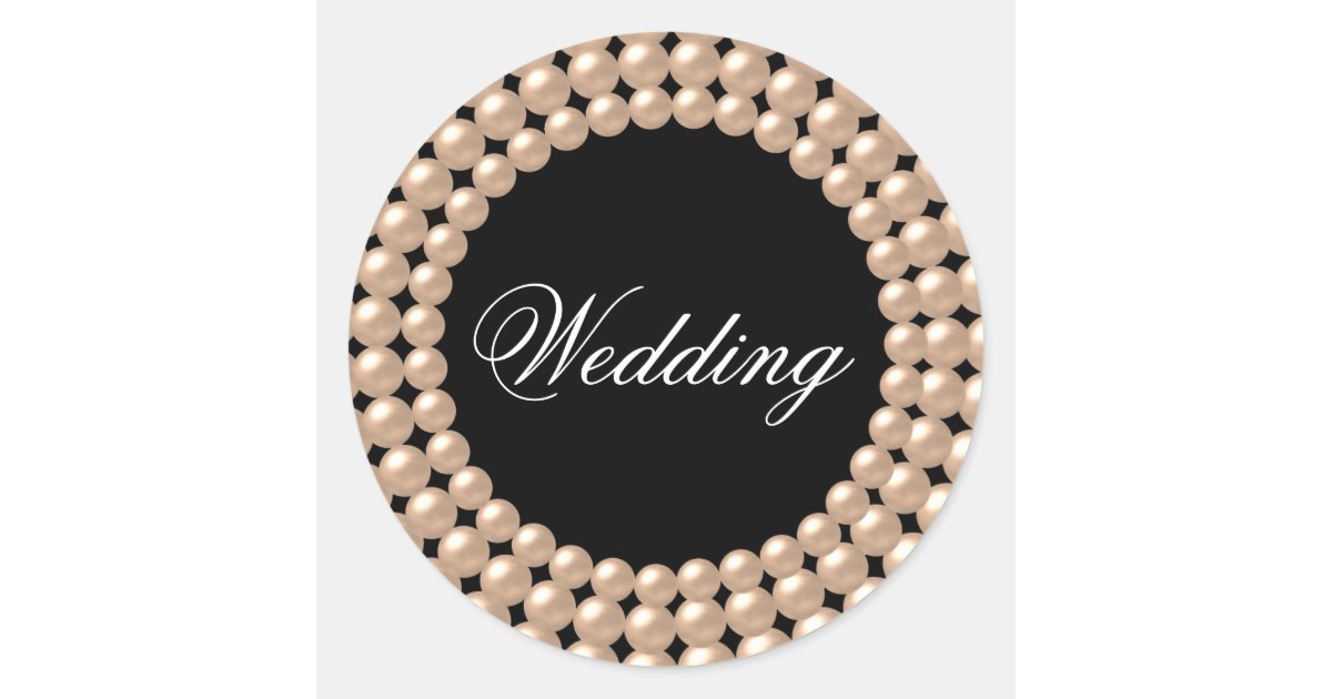 Pearl Strings Jeweled Wedding Sticker | Zazzle