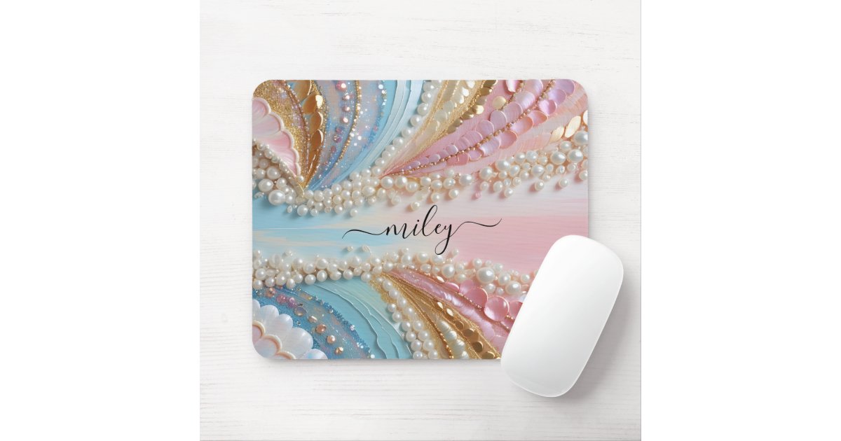 Pearlescent Painted Pearls Shells Mouse Pad | Zazzle