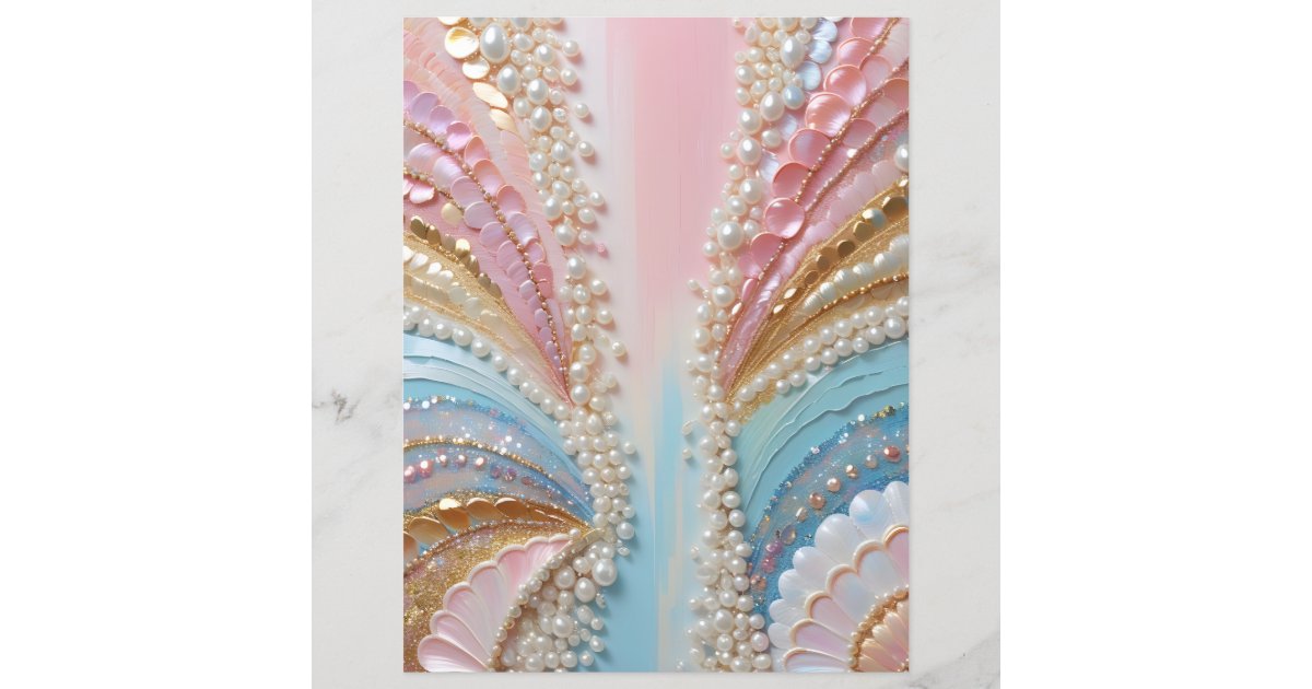Pearlescent Painted Pearls Shells Scrapbook Paper | Zazzle