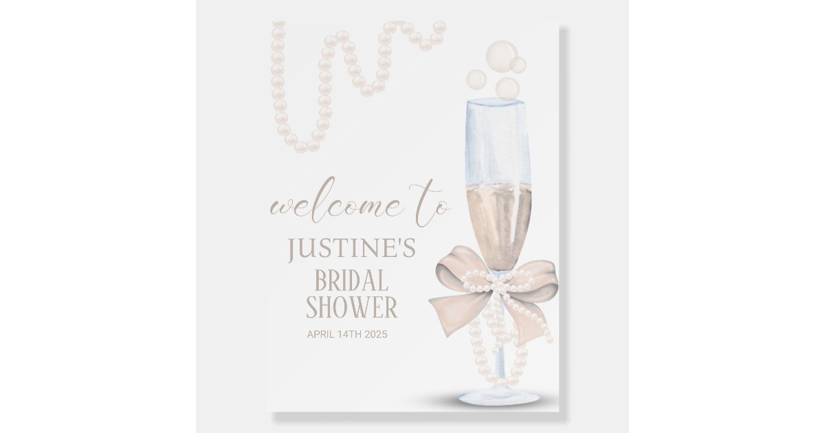 Pearls and Prosecco, Bridal Shower, Bridal Shower Foam Board | Zazzle