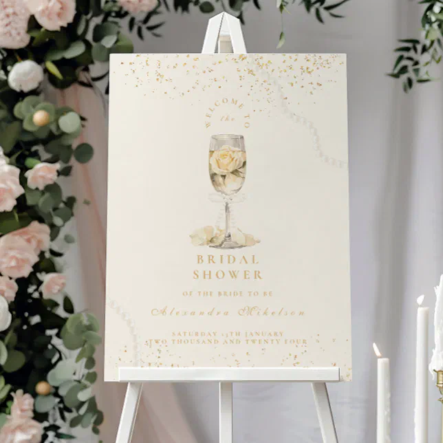 Pearls And Prosecco Bridal Shower Foam Board | Zazzle
