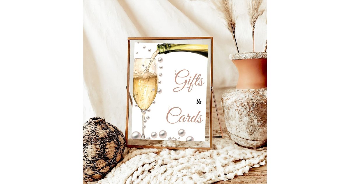Pearls And Prosecco Bridal Shower Gifts & Cards Poster | Zazzle