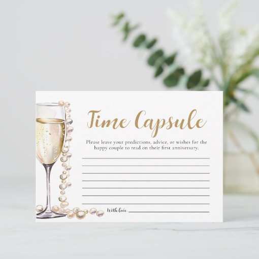 Pearls and Prosecco Bridal Shower Time Capsule Invitation | Zazzle