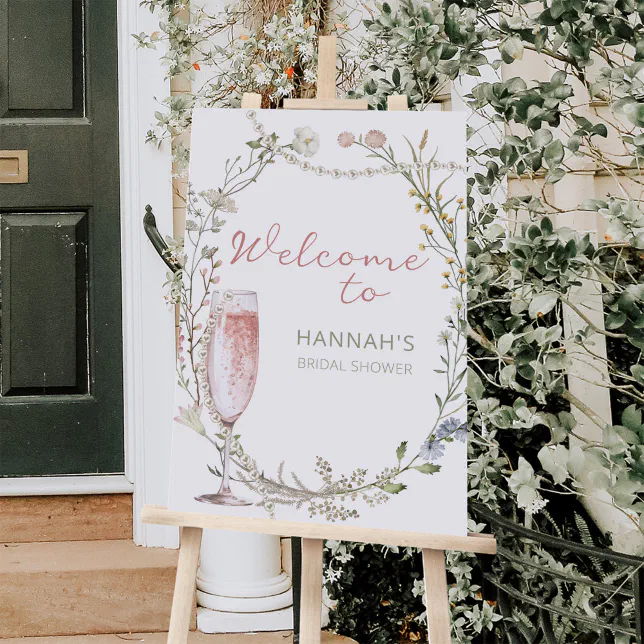Pearls and Prosecco Bridal Shower Welcome Sign | Zazzle