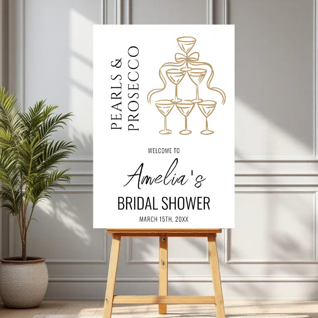 Pearls and Prosecco Bridal Shower Welcome Sign | Zazzle