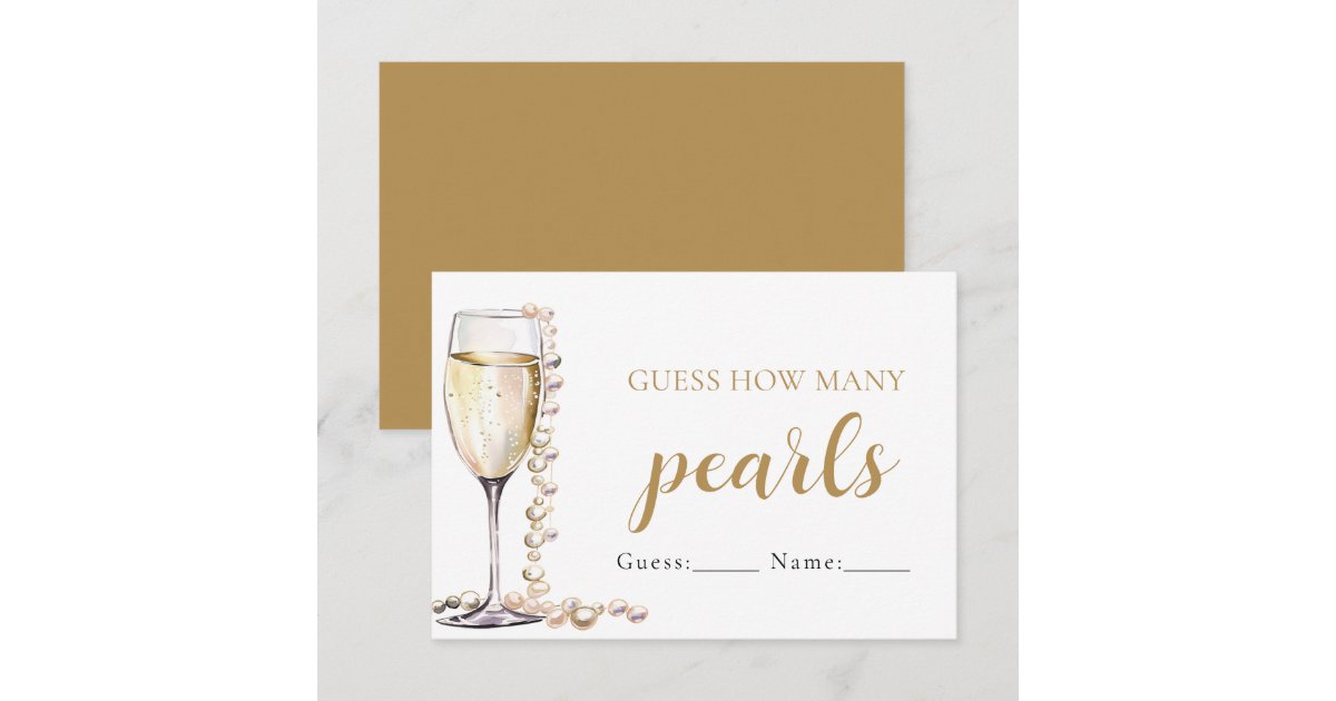 Pearls and Prosecco Guess How Many Pearls Game Enclosure Card | Zazzle