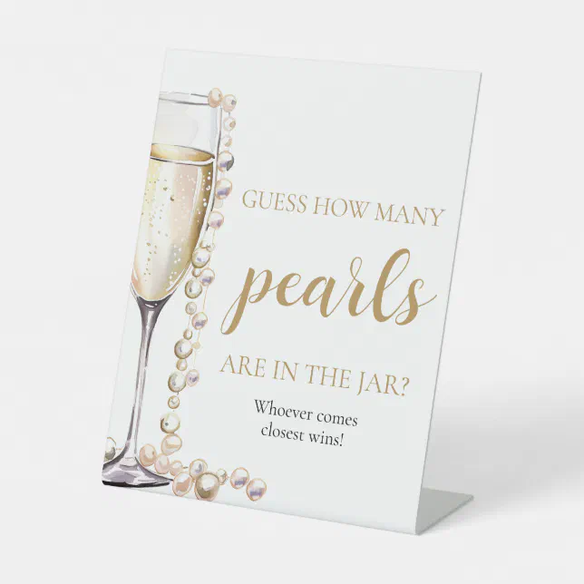 Pearls and Prosecco Guess How Many Pearls Game Pedestal Sign | Zazzle
