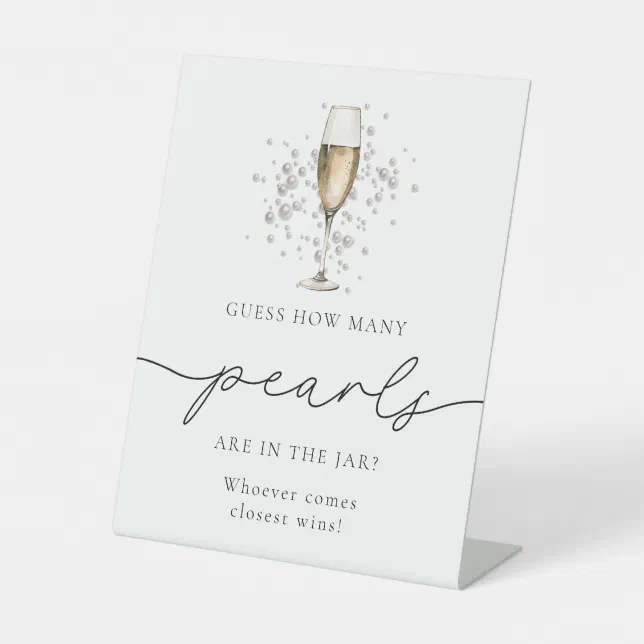 Pearls and Prosecco Guess How Many Pearls Game Pedestal Sign | Zazzle