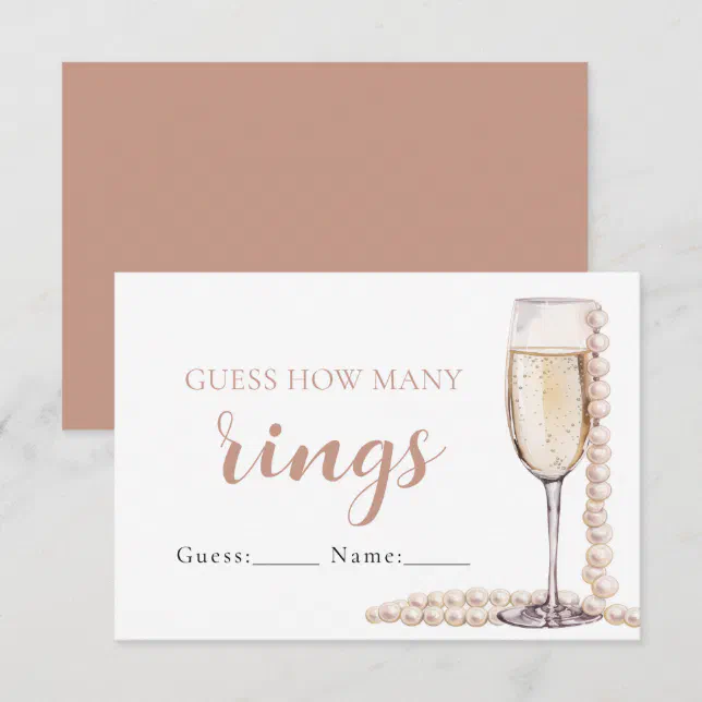 Pearls and Prosecco Guess How Many Rings Game Invitation | Zazzle
