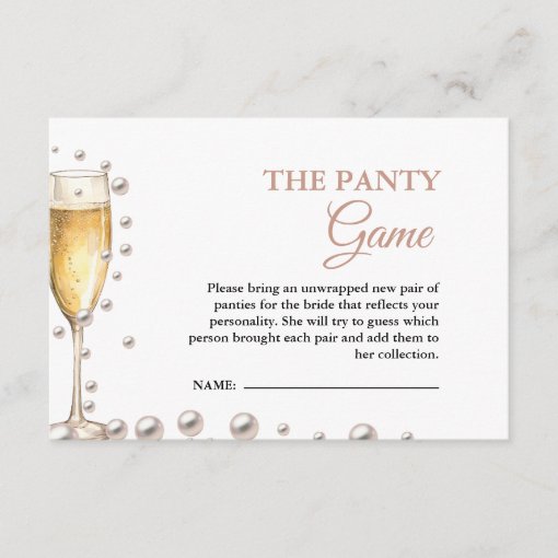 Pearls and Prosecco Panty Bridal Shower Game Enclosure Card | Zazzle