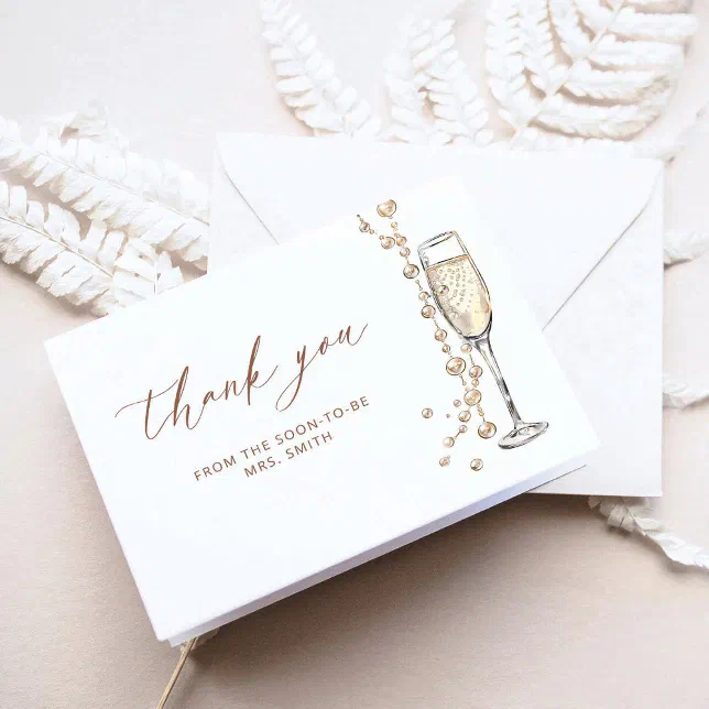 Pearls And Prosecco Thank You Card | Zazzle