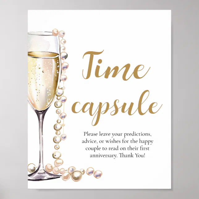 Pearls and Prosecco Time Capsule Bridal Shower Poster | Zazzle
