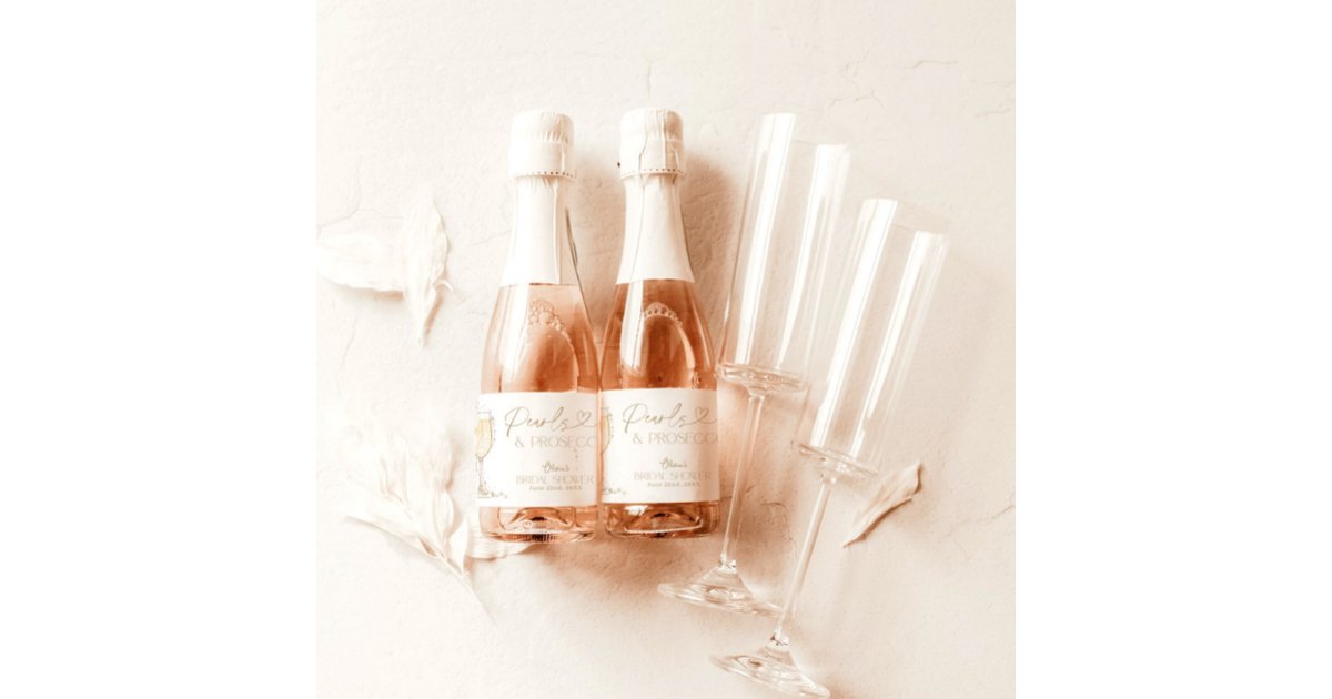 Pearls & Prosecco Bridal Shower, Bridal Brunch Sparkling Wine Label ...