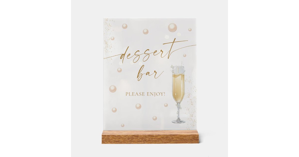 Pearls Prosecco Bridal Shower Dessert Bar Acrylic Sign | Zazzle