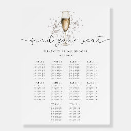 Pearls & Prosecco Bridal Shower Seating Chart Foam Board | Zazzle